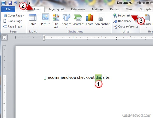 How To Add And Edit Hyperlinks In Word 2010 GilsMethod