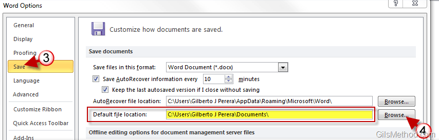 How To Change The Default Save Location For Word 2010 GilsMethod